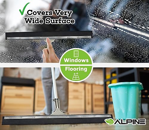 Alpine Industries Industrial-Duty Curved Floor Squeegee - Wide Commercial Cleaner Head Replacement w/Rubber Blade - 24 inches