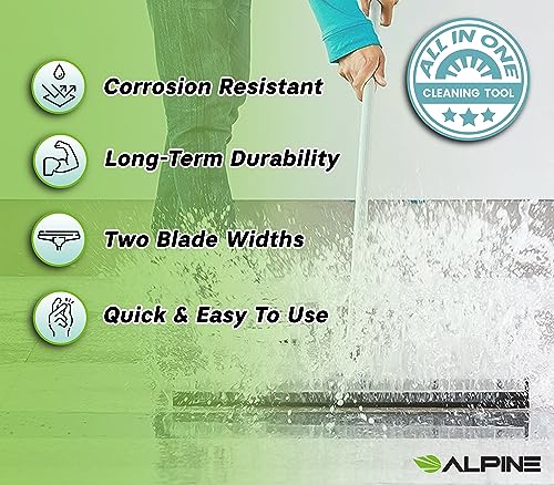 Alpine Industries Industrial-Duty Curved Floor Squeegee - Wide Commercial Cleaner Head Replacement w/Rubber Blade - 24 inches