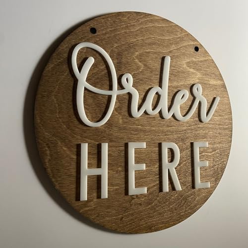 Order Here Pick Up Window Wood & Acrylic Hanging BUSINESS Sign COFFEE SHOP Restaurant Bakery Ice Cream Stand Decor Pick Up Kiosk Retail