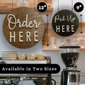 Order Here Pick Up Window Wood & Acrylic Hanging BUSINESS Sign COFFEE SHOP Restaurant Bakery Ice Cream Stand Decor Pick Up Kiosk Retail