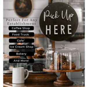 Order Here Pick Up Window Wood & Acrylic Hanging BUSINESS Sign COFFEE SHOP Restaurant Bakery Ice Cream Stand Decor Pick Up Kiosk Retail