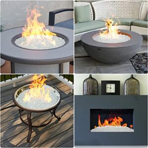 onlyfire 10-Pounds High Luster Fire Glass for Natural or Propane Fire Pit Fireplace & Landscaping, 1/2-Inch Platinum