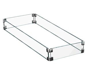 hiland aws-rt30 fire pit glass wind screen, rectangular, clear