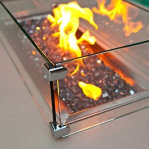 Hiland AWS-RT30 Fire Pit Glass Wind Screen, Rectangular, Clear