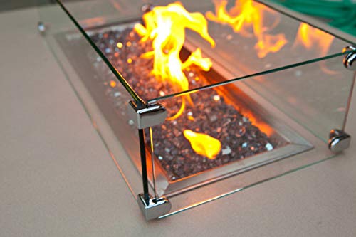 Hiland AWS-RT30 Fire Pit Glass Wind Screen, Rectangular, Clear