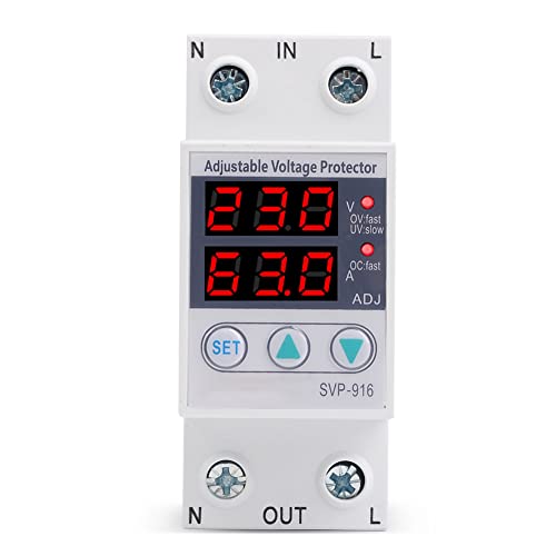 Studyset Under Voltage Relay,220V Intelligent Adjustable Over and Under Voltage Limit Current Protector Relay Reset Protector 63A