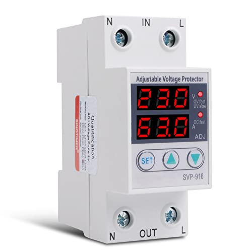 Studyset Under Voltage Relay,220V Intelligent Adjustable Over and Under Voltage Limit Current Protector Relay Reset Protector 63A