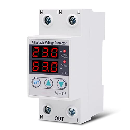 Studyset Under Voltage Relay,220V Intelligent Adjustable Over and Under Voltage Limit Current Protector Relay Reset Protector 63A