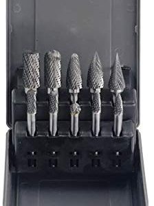 Carbide Burrs Sets 10 Pieces JESTUOUS 1/4 Inch Shank Diameter 5pcs 1/2 Head Diameter 5pcs 1/4 Head Diameter for Die Grinder Bits Grinding Cutting Porting