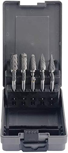 Carbide Burrs Sets 10 Pieces JESTUOUS 1/4 Inch Shank Diameter 5pcs 1/2 Head Diameter 5pcs 1/4 Head Diameter for Die Grinder Bits Grinding Cutting Porting