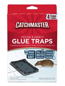 catchmaster mouse & insect professional strength glue traps - non toxic - 4 glue trays