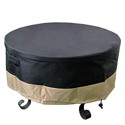 ProHome Direct 44 Inch Fire Pit Cover-Waterproof 600D Heavy Duty Round Patio Fire Bowl Cover, Weather Resistant Material,44" D X 18" H