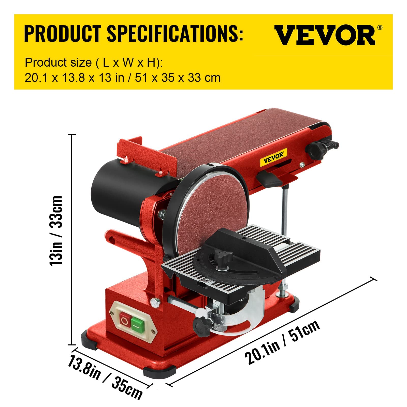 Happybuy Belt Disc Sander 4x36inch and 6inch Disc, Benchtop Disc Sander 375W,Disc Combo Sander with Built-In Dust Collection,Bench Sander for Woodworking