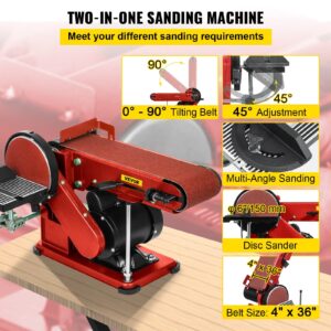 Happybuy Belt Disc Sander 4x36inch and 6inch Disc, Benchtop Disc Sander 375W,Disc Combo Sander with Built-In Dust Collection,Bench Sander for Woodworking