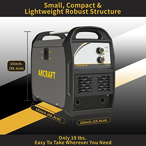 ARCRAFT MIG Welder 140Amp 110V/120V, Flux Core Welder Machine, IGBT Inverter with Inner Wire Feeder, Portable Gasless Welding kit, Can Load 10lb Flux Core Wire.