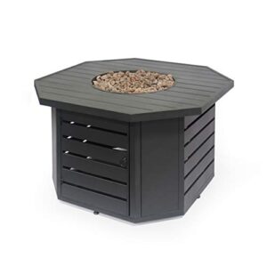 mona octagonal iron fire pit, matte black