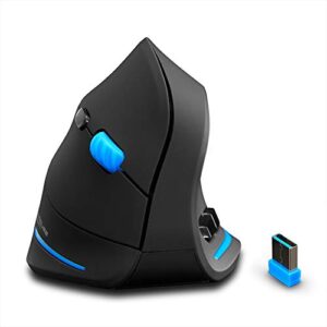 zlot vertical wireless mouse,2.4g usb optical ergonomic mice with 3 adjustable dpi 1000/1600/2400 and 6 buttons for laptop, pc, computer, desktop, black