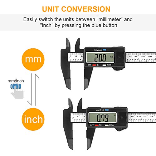 Digital Caliper, Sangabery 0-6 inches Caliper with Large LCD Screen, Auto - Off Feature, Inch and Millimeter Conversion Measuring Tool, Perfect for Household/DIY Measurment, etc