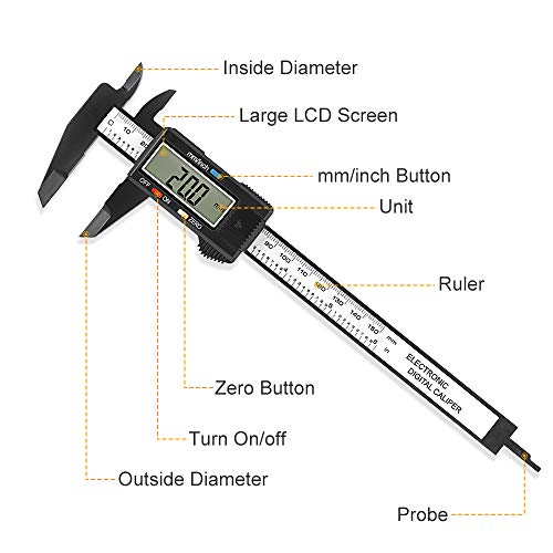 Digital Caliper, Sangabery 0-6 inches Caliper with Large LCD Screen, Auto - Off Feature, Inch and Millimeter Conversion Measuring Tool, Perfect for Household/DIY Measurment, etc