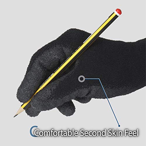 DEX FIT NR450 Warm Fleece Work Gloves, Comfortable and Stretchy Fit, Firm Grip, Thin & Lightweight, Durable Water-Based Nitrile Rubber Coated, Machine Washable; Black 8 (M) 3 Pairs