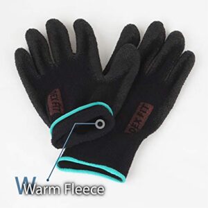 DEX FIT NR450 Warm Fleece Work Gloves, Comfortable and Stretchy Fit, Firm Grip, Thin & Lightweight, Durable Water-Based Nitrile Rubber Coated, Machine Washable; Black 8 (M) 3 Pairs