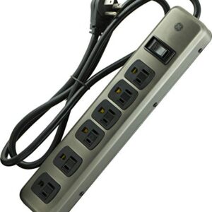 GE UltraPro 6-Outlet Surge Protector, Brushed Nickel, 34767