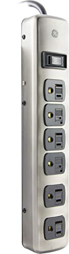 GE UltraPro 6-Outlet Surge Protector, Brushed Nickel, 34767