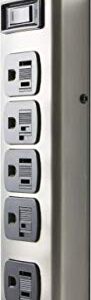 GE UltraPro 6-Outlet Surge Protector, Brushed Nickel, 34767