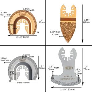 XXGO 4 Pcs Diamond Carbide Oscillating Multi Tool Semi Circle Finger Segment Swing Grit Grout Saw Blades XG4004