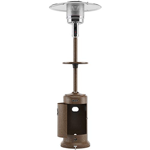 hOmeLabs Gas Patio Heater - 87 Inches Tall Premium Standing Outdoor Heater with Drink Shelf Tabletop - Auto Shut Off Portable Power Heater with Simple Ignition System, Wheels and Base Reservoir