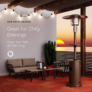 hOmeLabs Gas Patio Heater - 87 Inches Tall Premium Standing Outdoor Heater with Drink Shelf Tabletop - Auto Shut Off Portable Power Heater with Simple Ignition System, Wheels and Base Reservoir