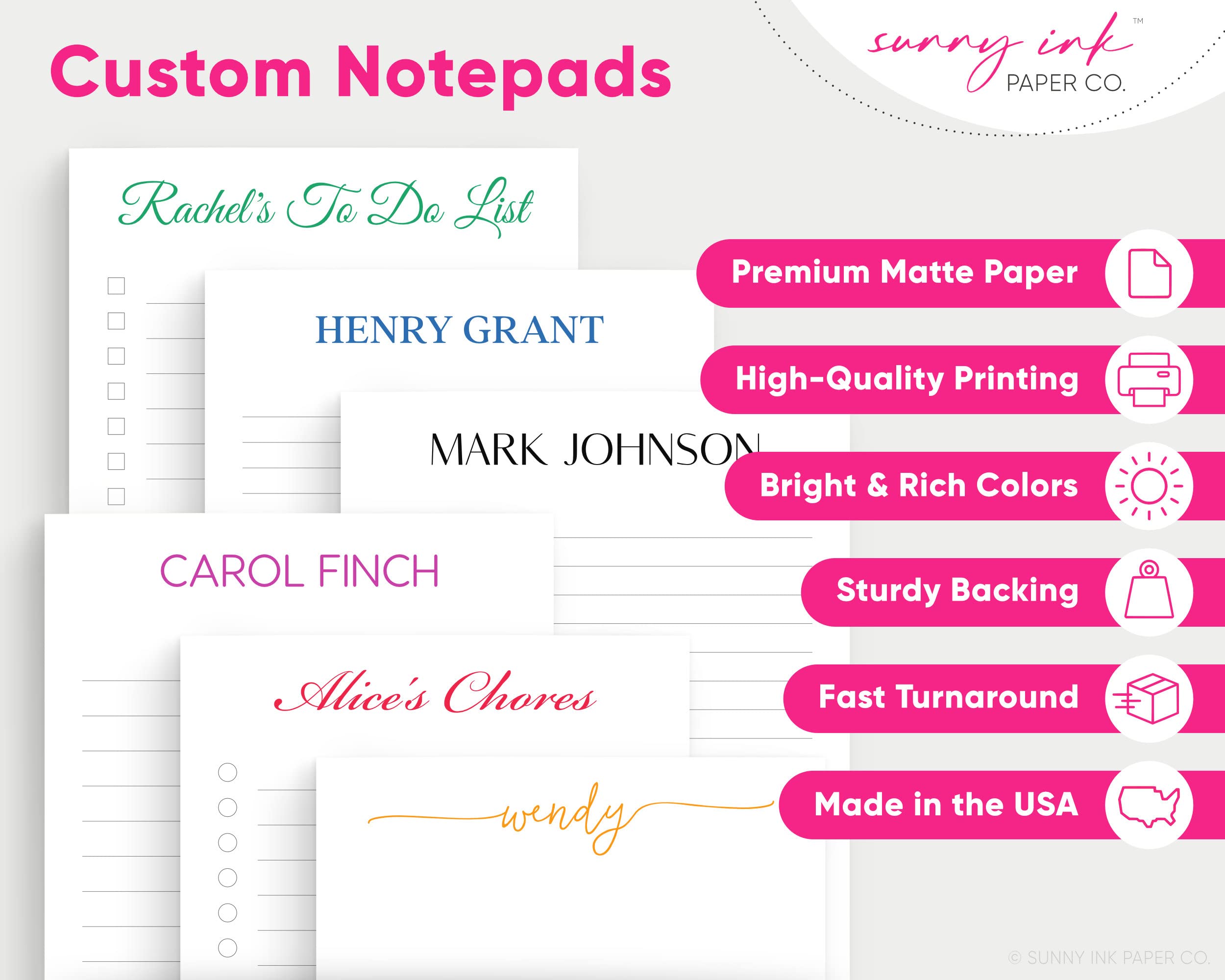 Personalized Custom Notepad - Office Business Professional Desk Writing Paper - Memo Scratch Legal Pad