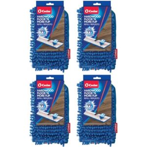 o-cedar hardwood floor 'n more microfiber flip (4-pack) mop refill, 4 count (pack of 1)