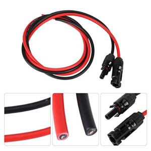 Solar PV Cable Extension Cords 2.5mm Pair of Solar Panel Wire Male & Female Connectors Red & Black 3.5 FT DC1000V 30A