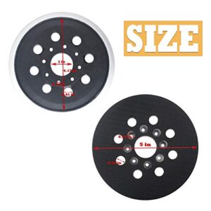 5”ROS20vs Replacement Sanding Pad Compatible with Bosch RS035, 8 Hole Hard Hook-&-Loop Sander Backing Pad Fits ROS10 ROS20VS ROS20VSC ROS20 Pack of 2 (2)