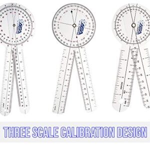 ASA TECHMED Goniometer Set 4 Pieces 12", 8", 6" Body Measuring Tape - Physical Therapy, Occupational Therapy, Fitness, Medical Protractor Angle Ruler