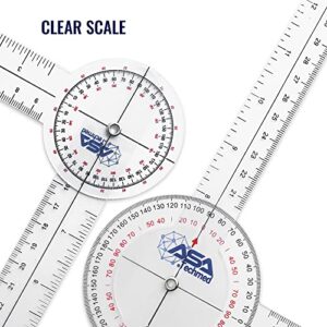 ASA TECHMED Goniometer Set 4 Pieces 12", 8", 6" Body Measuring Tape - Physical Therapy, Occupational Therapy, Fitness, Medical Protractor Angle Ruler