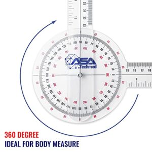 ASA TECHMED Goniometer Set 4 Pieces 12", 8", 6" Body Measuring Tape - Physical Therapy, Occupational Therapy, Fitness, Medical Protractor Angle Ruler