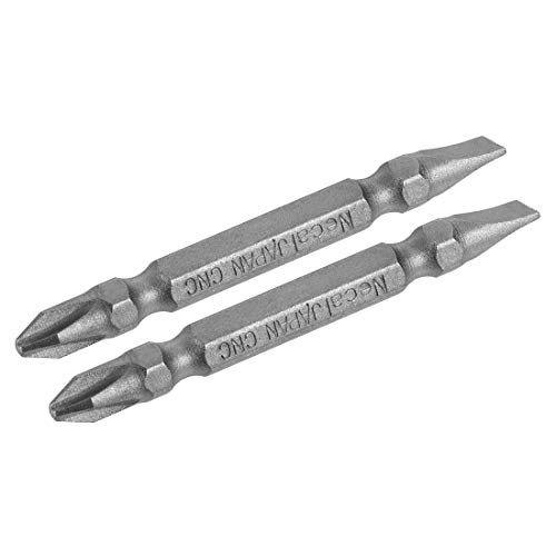 uxcell 2 Pcs PH2/SL6 Magnetic Double Ended Screwdriver Bits, 1/4 Inch Hex Shank 2.56-inch Length S2 Power Tool