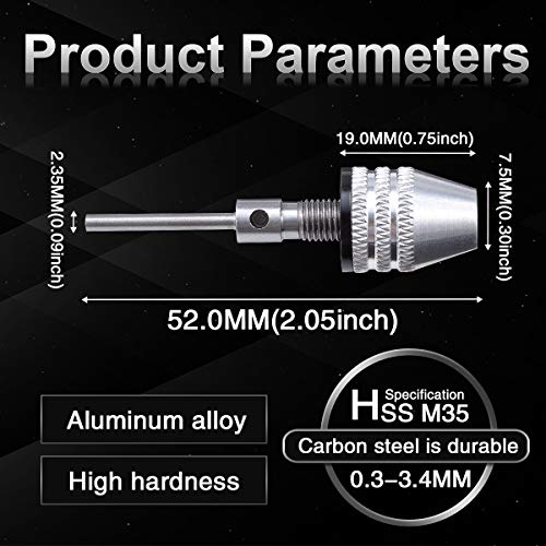 KATUR Keyless Drill Chuck Quick Change Adapter Converter 2.35mm Round Shank 0.3-3.4mm Clamping Range Drill Adapter Mini 3-Jaw Drill Chuck Screwdriver Adapter