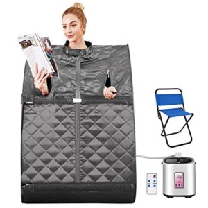 oppsdecor portable steam sauna spa, personal indoor sauna tent remote control&chair&timer included, one person sauna for therapeutic relaxation detox at home