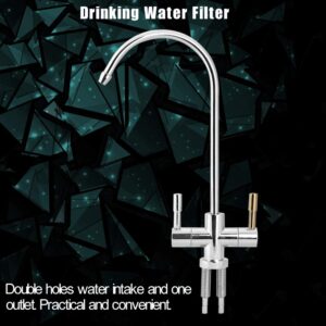 TOPINCN Double Holes Sink Faucet Tap Drinking Water Filter 2-Handle Kitchen Sink Faucet Chrome Reverse Osmosis