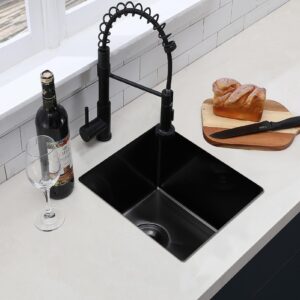 Hotis Bar Sink Undermount, Small Kitchen Sink, Black Bar Sink, Rv Otdoor Stainless Steel Wet Bar Prep Sink, 15 X 17 Inch Single Bowl