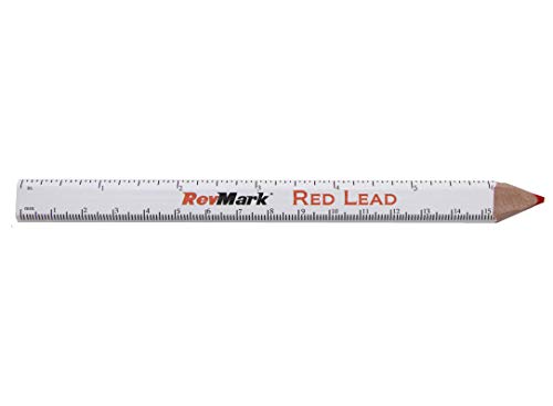 RevMark Carpenter Pencil 24 Pack White with Red Lead and Printed Ruler, Made in The USA. Quality Cedar Wood for Carpenters, Construction Workers, Woodworkers, Framers. Medium Lead Bulk Lumber Pencils