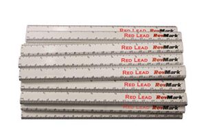 revmark carpenter pencil 24 pack white with red lead and printed ruler, made in the usa. quality cedar wood for carpenters, construction workers, woodworkers, framers. medium lead bulk lumber pencils