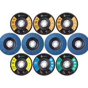 S SATC Abrasive Wheels & Discs 4-1 2 Inch Flap Disc 10 PCS 4.5" x 7/8" 40 60 80 120 Grit Fast Cutting Speed Zirconia Alumina Grinding Disc for Angle Grinder Type #29