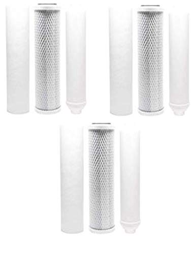 3 Pack Replacement Filter Kit Compatible with Rainsoft 9596 RO System - Includes Carbon Block Filter, PP Sediment Filter & Inline Filter Cartridge