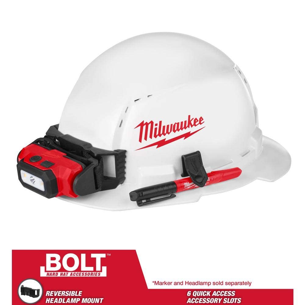 Bolt White Type 1 Class C Full Brim Vented Hard Hat