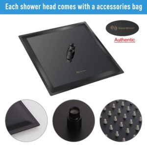 Rain Shower Head With Extension Arm, NearMoon Square Shower Heads, Large Stainless Steel Rainfall Showerhead-Waterfall Full Body Coverage (12 Inch Shower Head With 15 Inch Shower Arm, Matte Black)