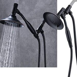 G-Promise Double Height Positioning Shower Head, High Pressure Shower Heads with Handheld Spray, Adjustable Metal Holder, Extra Long Stainless Steel Flexible Hose